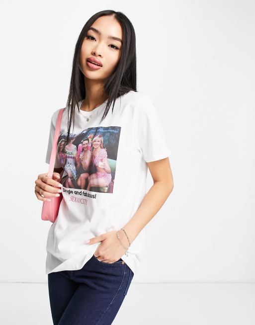 Asos Design T Shirt Med Sex And The City Grafisk Print I Hvid Asos