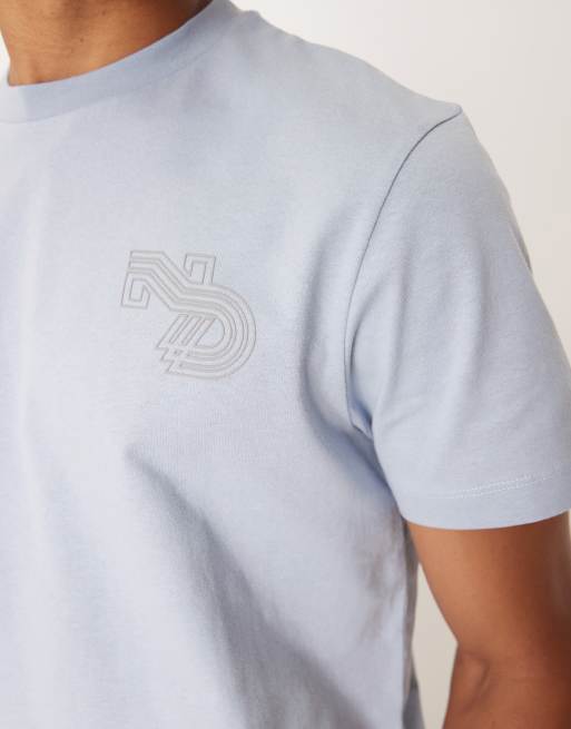 ASOS DESIGN T-shirt with high build text graphic in light blue | ASOS
