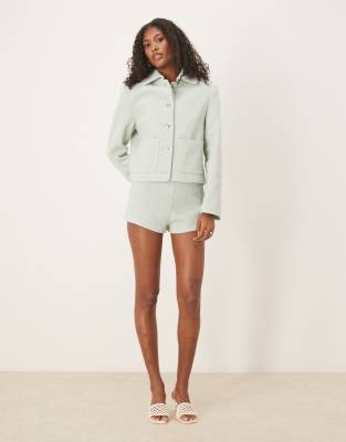 ASOS DESIGN tailored boucle jacket & micro short co-ord in sage | ASOS