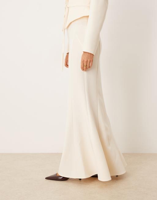ASOS DESIGN tailored fishtail maxi skirt in buttermilk - part of a set ...
