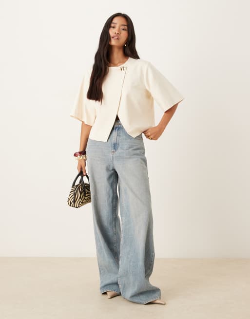 ASOS DESIGN tailored gold button top in buttermilk | ASOS