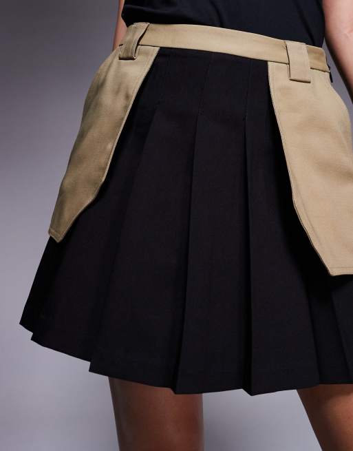ASOS DESIGN tailored pleated mini skirt in stone | ASOS