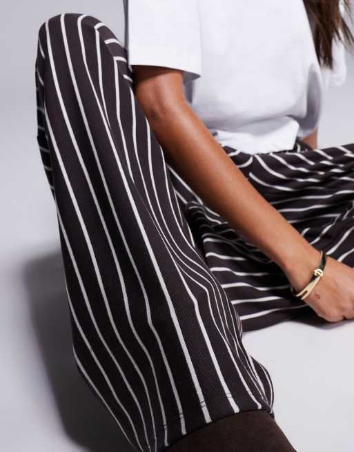 ASOS DESIGN tailored trackies in chocolate and white stripe | ASOS