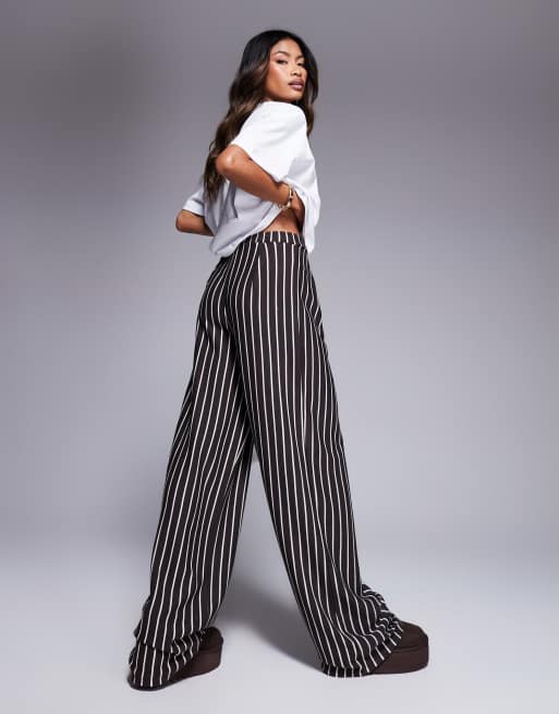 ASOS DESIGN tailored trackies in chocolate and white stripe | ASOS