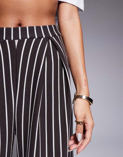 ASOS DESIGN tailored trackies in chocolate and white stripe | ASOS