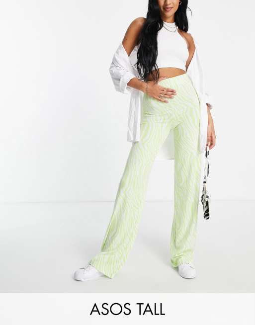 ASOS DESIGN Tall basic wide leg jersey pants in animal print | ASOS