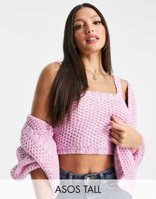 ASOS DESIGN Tall - Caraco d'ensemble en maille gaufrée - Rose | ASOS