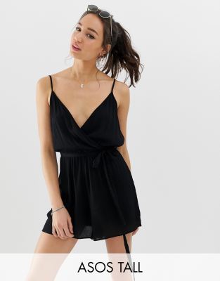 ASOS DESIGN Tall - Combishort cache-cœur effet froissé avec lien à ...