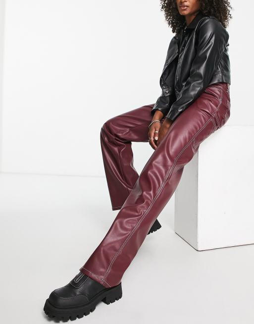 ASOS DESIGN Crackle Faux Leather Pants In Red Part Of A Set