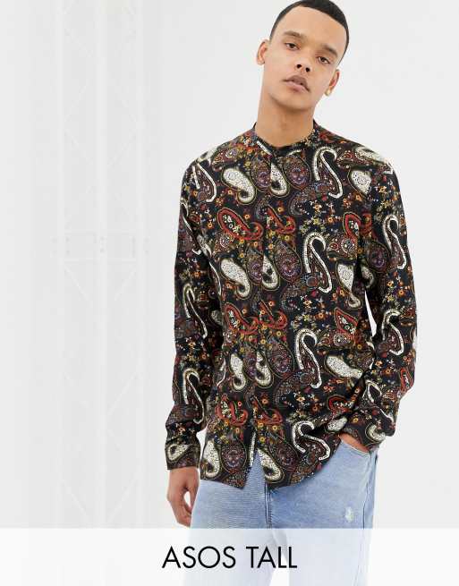 Asos Design Tall Hemd In Normaler Passform Mit Grandadkragen Und