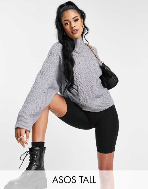 Asos Design Tall Hochgeschlossener Pullover Mit Zopfmuster Und Weiten