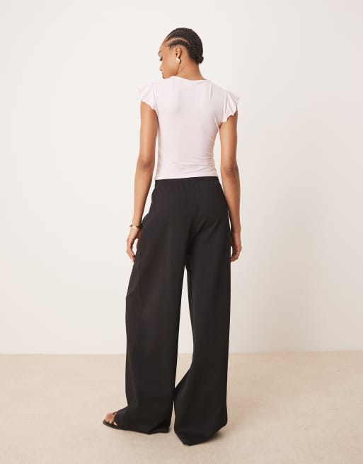 ASOS DESIGN Tall interlock super wide leg pants in black | ASOS