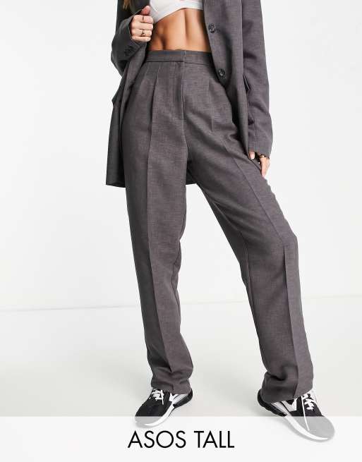 Asos Design Tall Masculine Suit Pants With Elastic Waist In Charcoal Asos