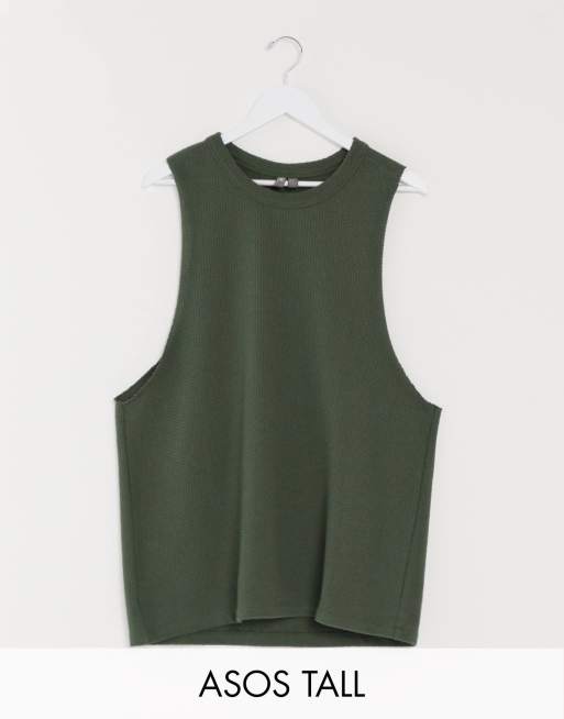 Asos Design Tall Relaxed Sleeveless T Shirt With Dropped Armhole In