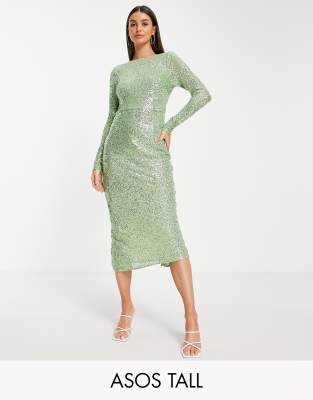 ASOS DESIGN Tall - Robe fourreau mi-longue ornée de sequins | ASOS
