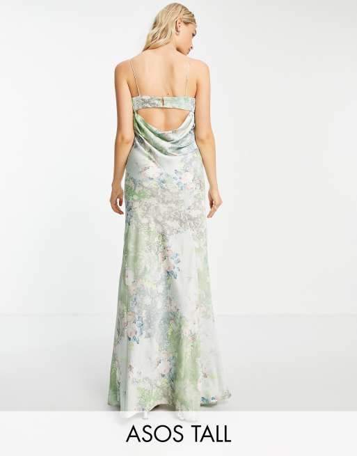 Asos Design Tall Robe Nuisette Longue Effet Satiné Avec Coupe En