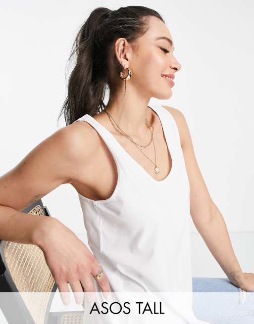 Asos Design Tall Ultimate Baumwoll Trägertop In Weiß Mit U