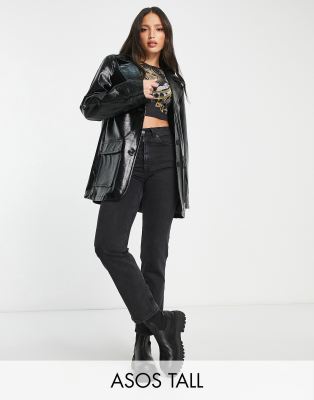 ASOS DESIGN Tall - Veste à enfiler en vinyle imitation cuir - Noir | ASOS