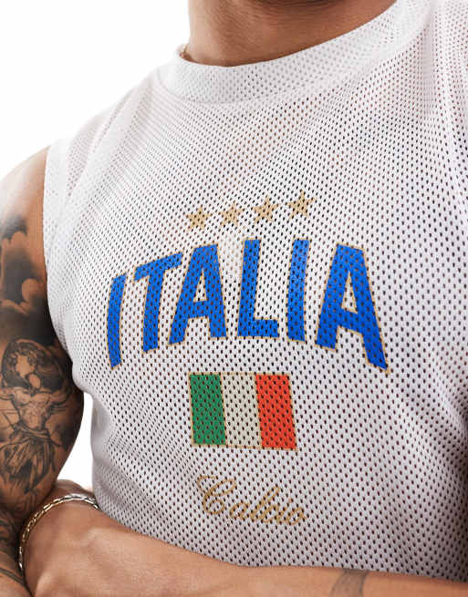 ASOS DESIGN tank in sporty mesh with Italy print | ASOS