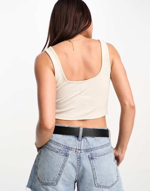 ASOS DESIGN tank top with split front in white | ASOS