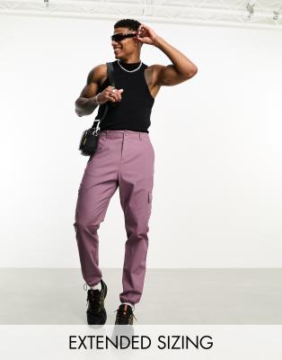 ASOS DESIGN tapered cargo trousers in purple | ASOS