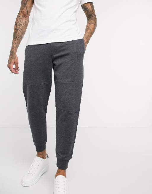 ASOS DESIGN tapered joggers in grey marls with colour block panels | ASOS