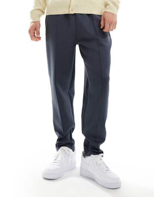 ASOS DESIGN tapered scuba-style fabric trackies in charcoal | ASOS
