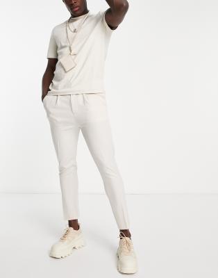 ASOS DESIGN tapered smart pants in ecru | ASOS