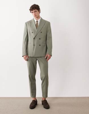 ASOS DESIGN tapered suit trousers in green | ASOS