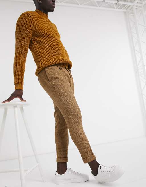 Asos Design Tapered Wool Mix Smart Pants In Camel Asos