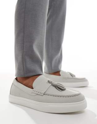 ASOS DESIGN tassel cupsole loafers in grey | ASOS