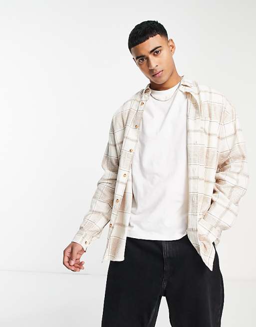 ASOS DESIGN - Ternet oversized 90'er-skjorte i beige | ASOS ASOS DESIGN - Ternet oversized 90'er-skjorte i beige | ASOS
