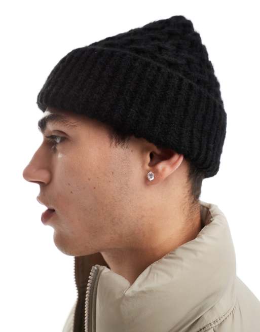 ASOS DESIGN textured beanie in black | ASOS