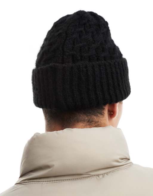 ASOS DESIGN textured beanie in black | ASOS