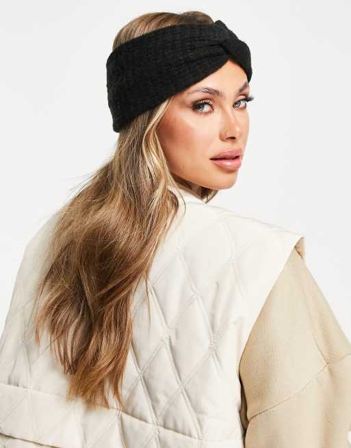 ASOS DESIGN textured knit headband in black | ASOS