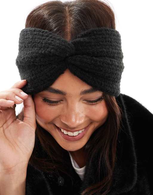 ASOS DESIGN textured knit headband in black | ASOS