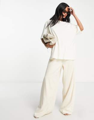 ASOS DESIGN textured oversized T-shirt in cream | ASOS