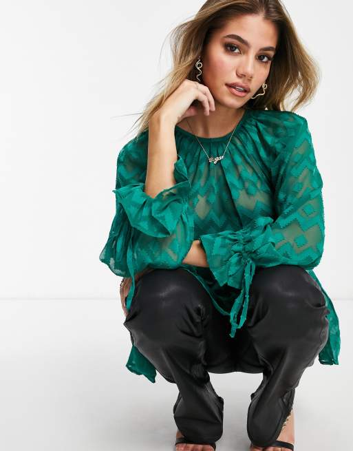 ASOS DESIGN tiered top in sheer chevron | ASOS