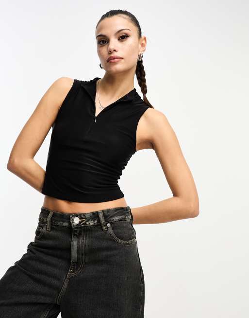 Asos Design Top à Col Montant Avec Fermeture éclair à Double