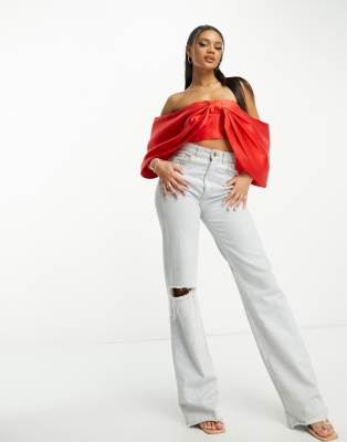 ASOS DESIGN - Top bandeau avec nœud - Rouge | ASOS