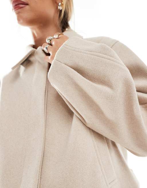 ASOS DESIGN top collar jacket in oatmeal | ASOS