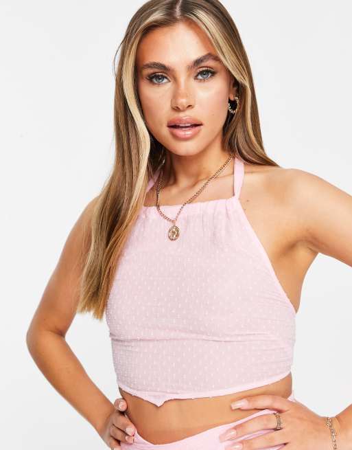 Asos Design Top De Plage Texturé Densemble à Col Montant Avec Laçage