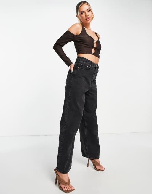 ASOS DESIGN Fuller Bust Long Sleeve V Front Back Crop Top