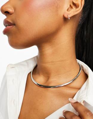 ASOS DESIGN torque choker necklace in silver tone | ASOS