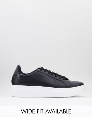 ASOS DESIGN trainers with chunky sole and contrast heel in black | ASOS