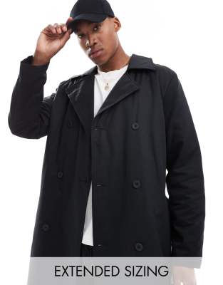 ASOS DESIGN trench coat with light wadding in black | ASOS
