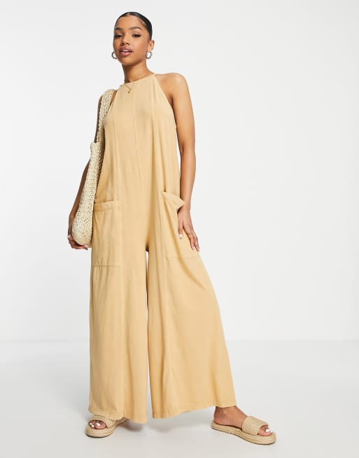 Asos Design Tuta Jumpsuit Color Pietra Slavato Con Tasche Asos
