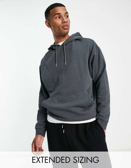 Asos Design Übergroßer Kapuzenpullover In Verwaschenem Schwarz Asos