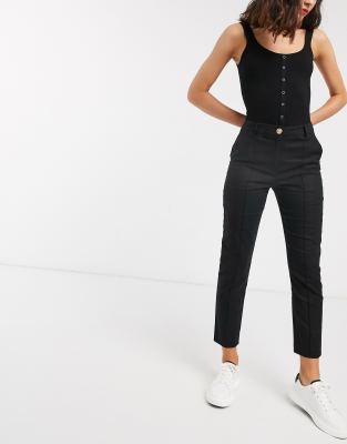 ASOS DESIGN ultimate linen cigarette trousers in black | ASOS
