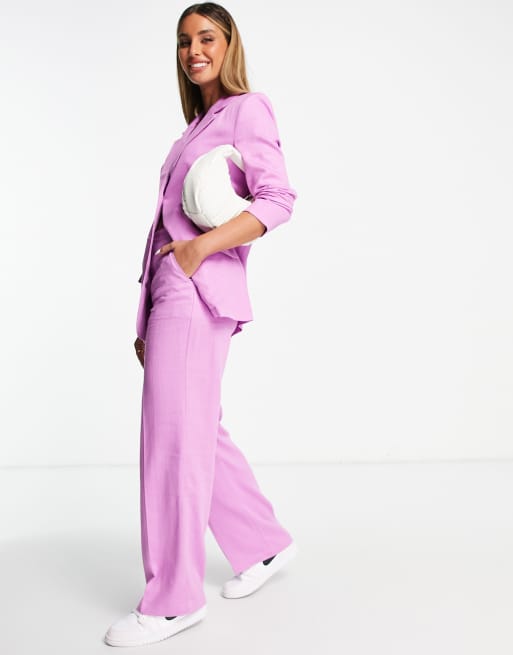 ASOS DESIGN - Ultimate - Pantalon de tailleur droit en lin - Rose | ASOS